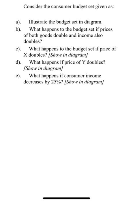 Solved Consider the consumer budget set given as: a). | Chegg.com