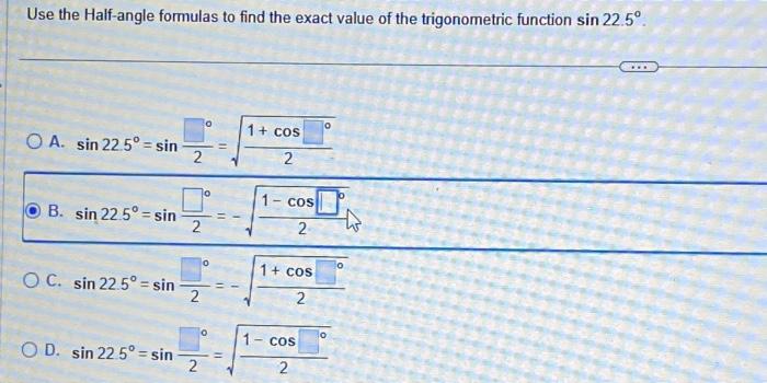 Solved Use the Half-angle formulas to find the exact value | Chegg.com