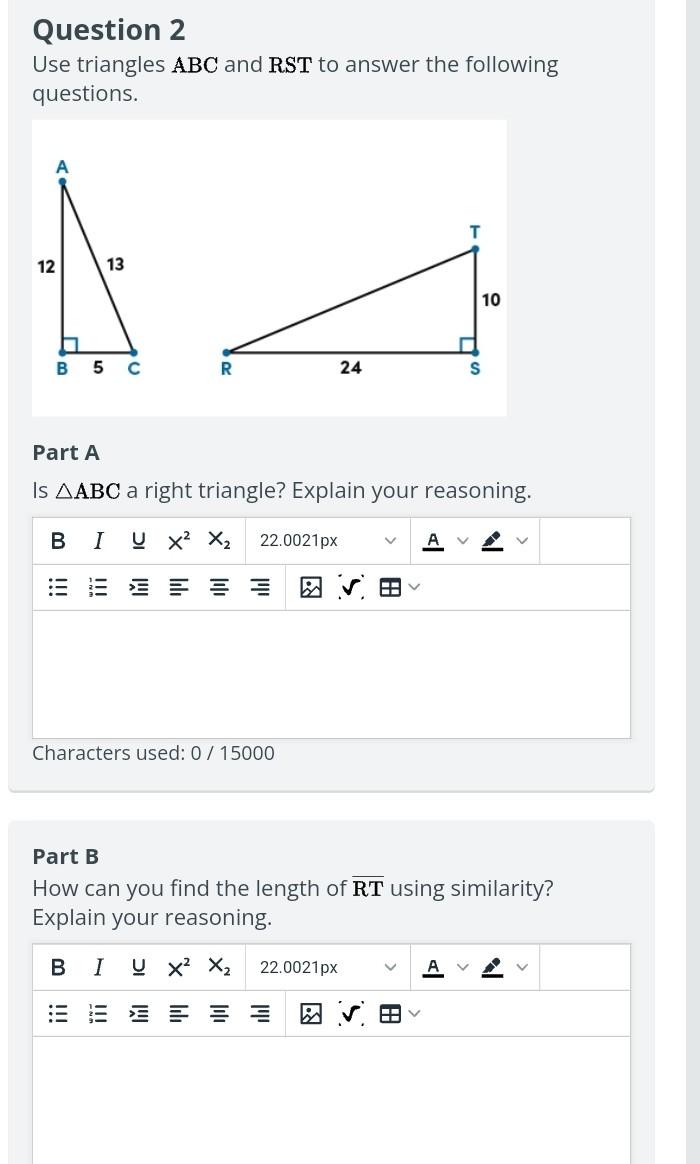 Solved Question 2 Use triangles ABC and RST to answer the | Chegg.com