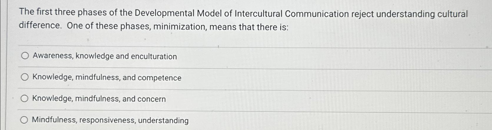 Solved The first three phases of the Developmental Model of | Chegg.com