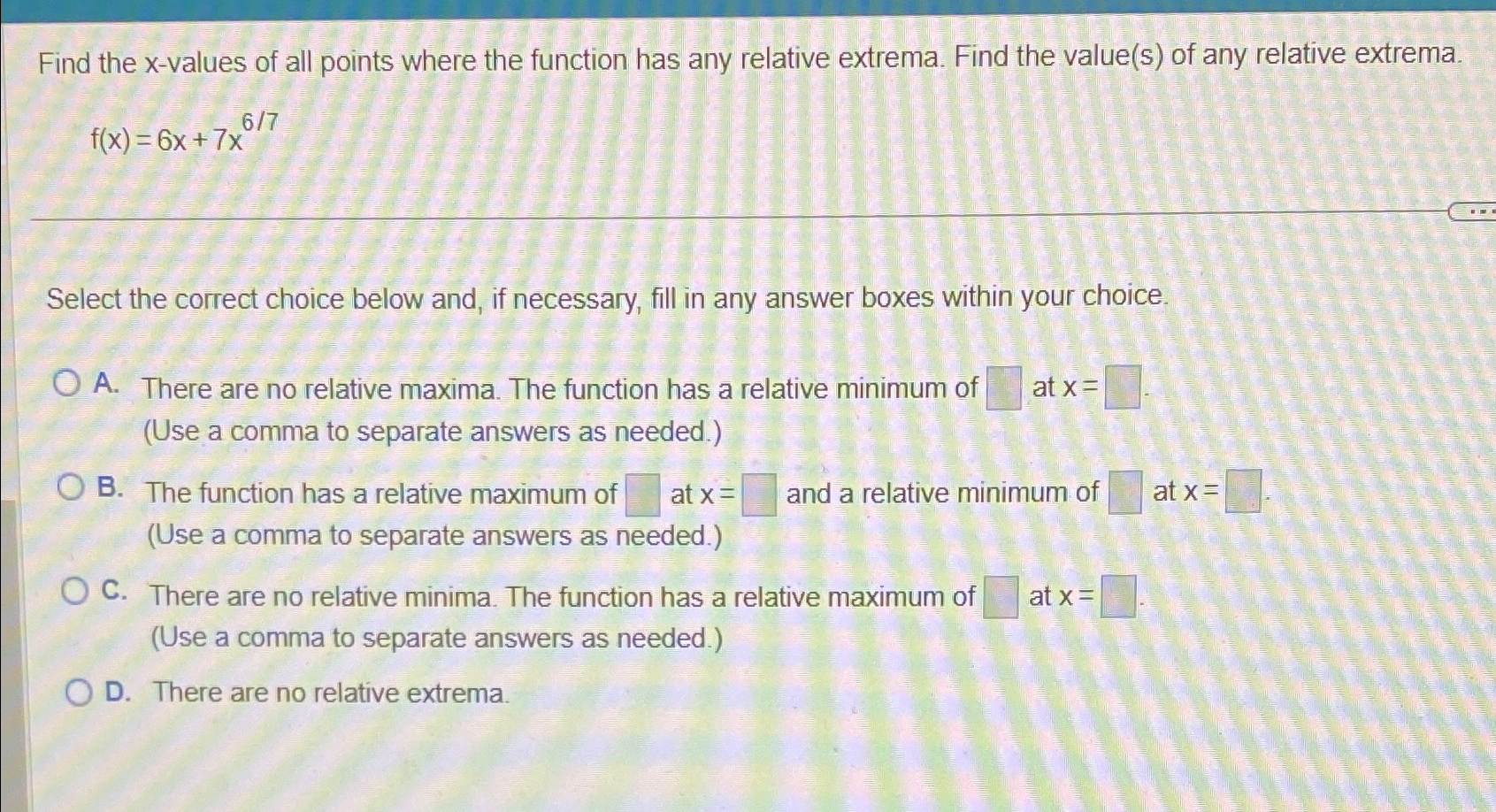 Solved Find the x-values of all points where the function | Chegg.com
