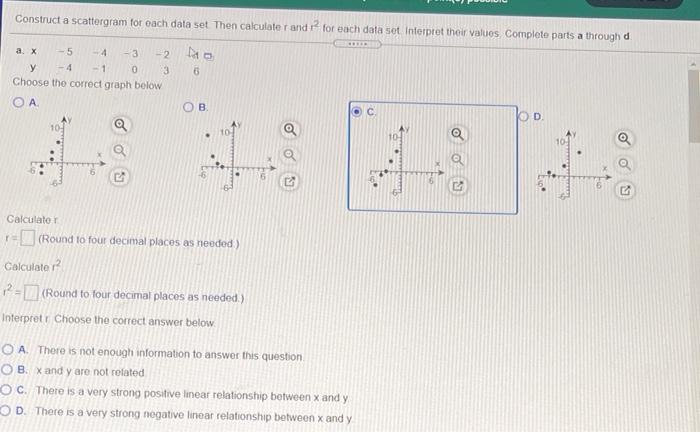 Solved Construct a scattergram for each data set Then | Chegg.com