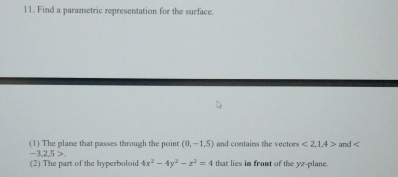 Solved Find a parametric representation for the surface. | Chegg.com