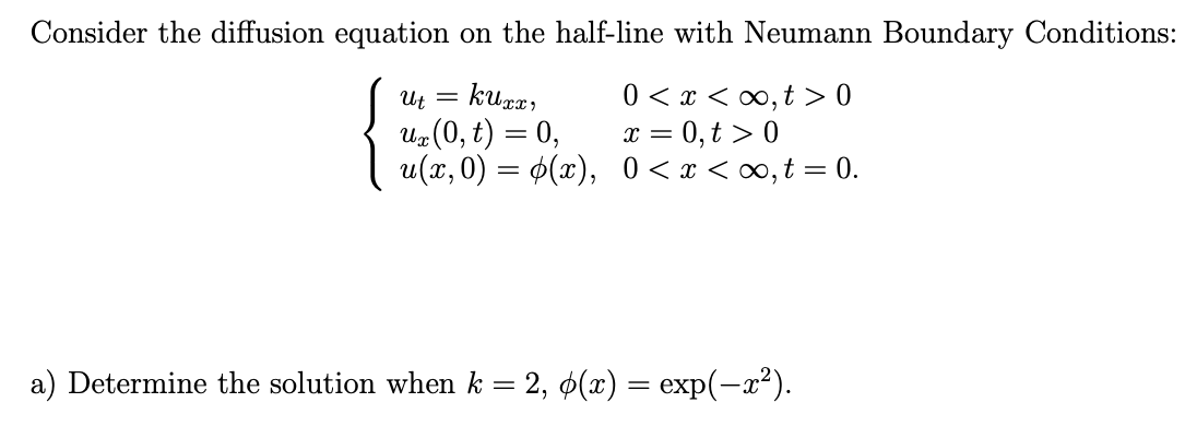 Solved Consider the diffusion equation on the half-line with | Chegg.com