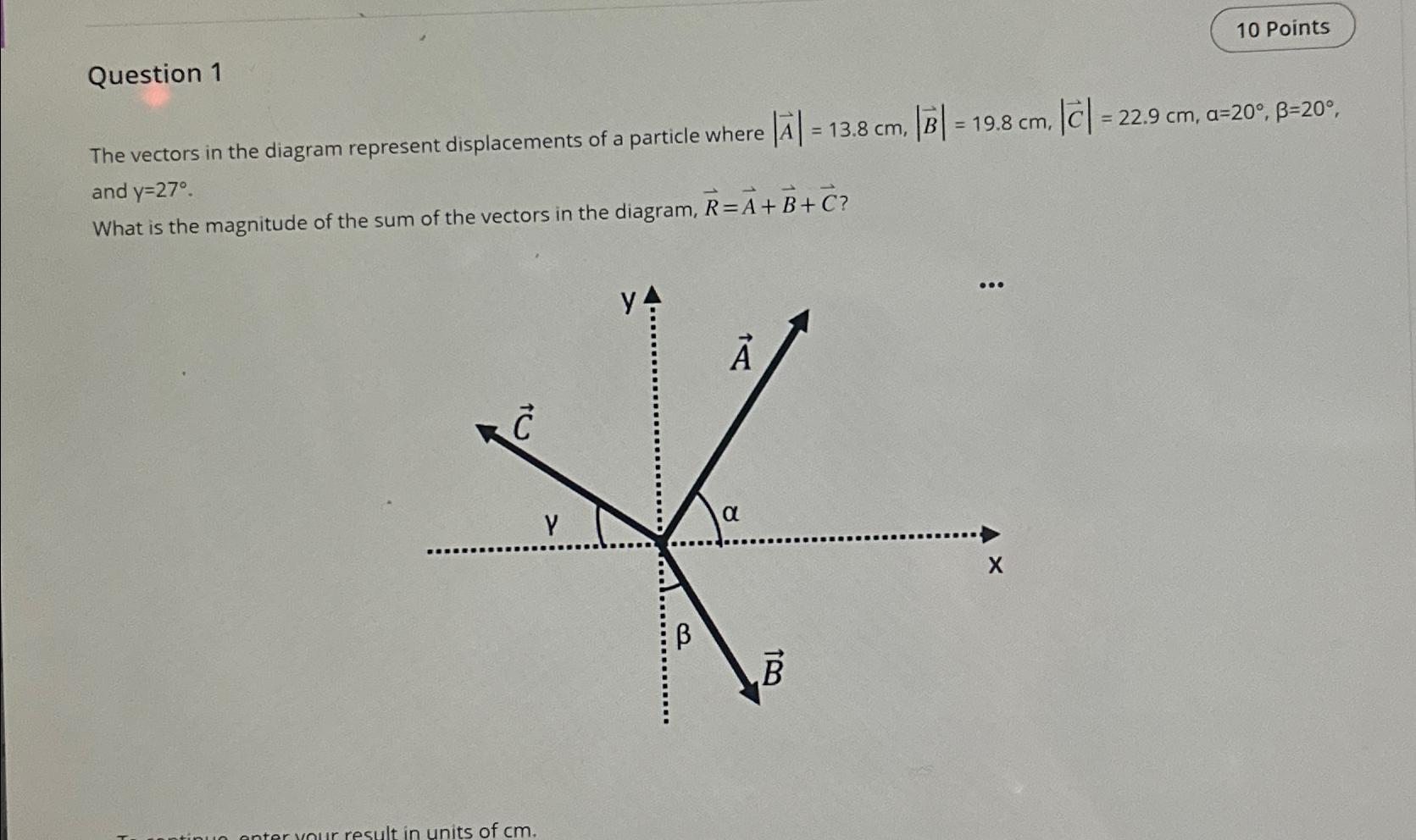 Solved Question 1\\nThe vectors in the diagram represent | Chegg.com