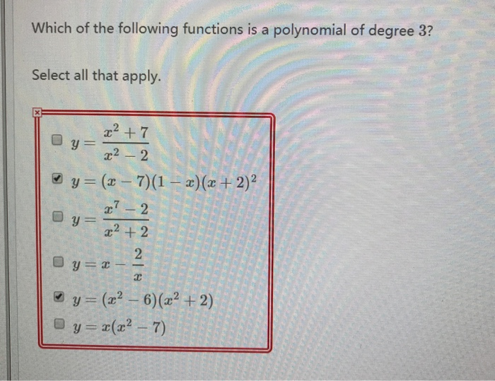 Solved Which of the following functions is a polynomial of | Chegg.com