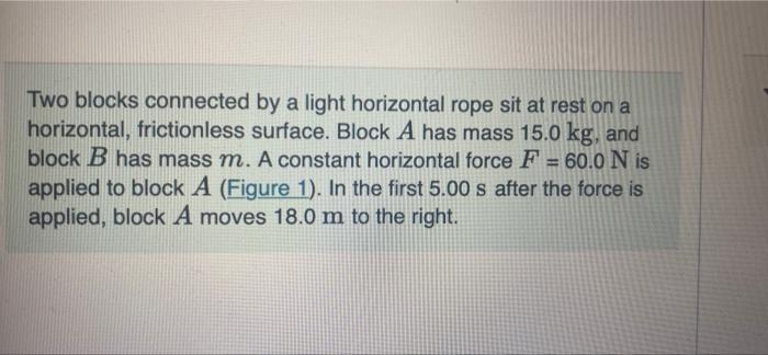 Solved Two blocks connected by a light horizontal rope sit | Chegg.com