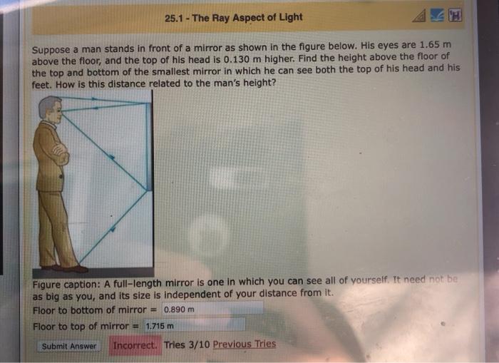 Solved 25.1 - The Ray Aspect of Light Suppose a man stands | Chegg.com