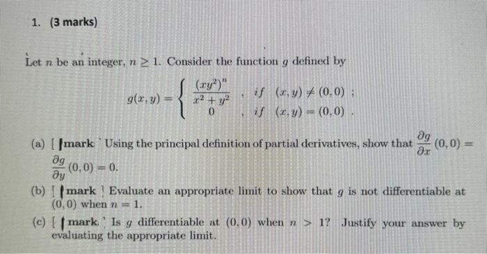Solved Let n be an integer, n≥1. Consider the function g | Chegg.com