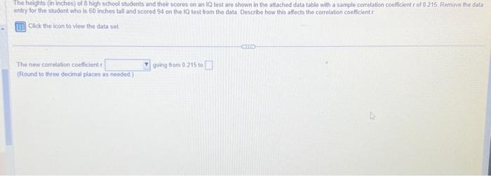 Solved The heights (in inches) of 8 high school students and | Chegg.com