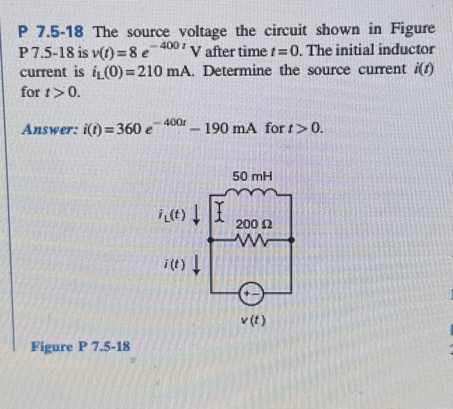 Solved P 7.5-18 ﻿The source voltage the circuit shown in | Chegg.com