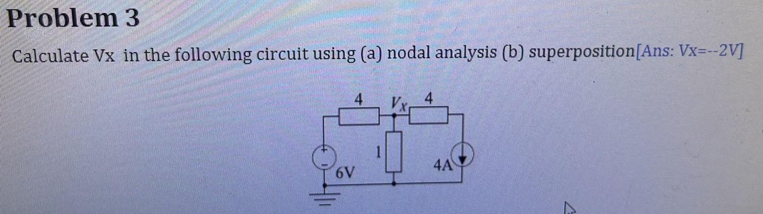 Solved Calculate Vx in the following circuit using (a) nodal | Chegg.com