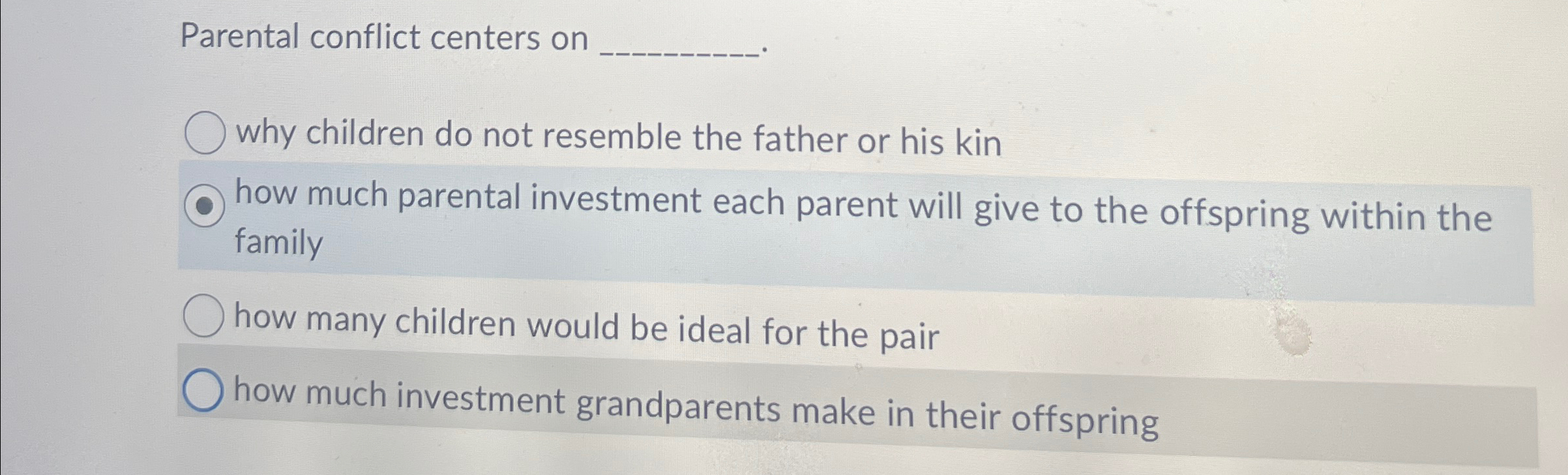 Solved Parental conflict centers on why children do not | Chegg.com