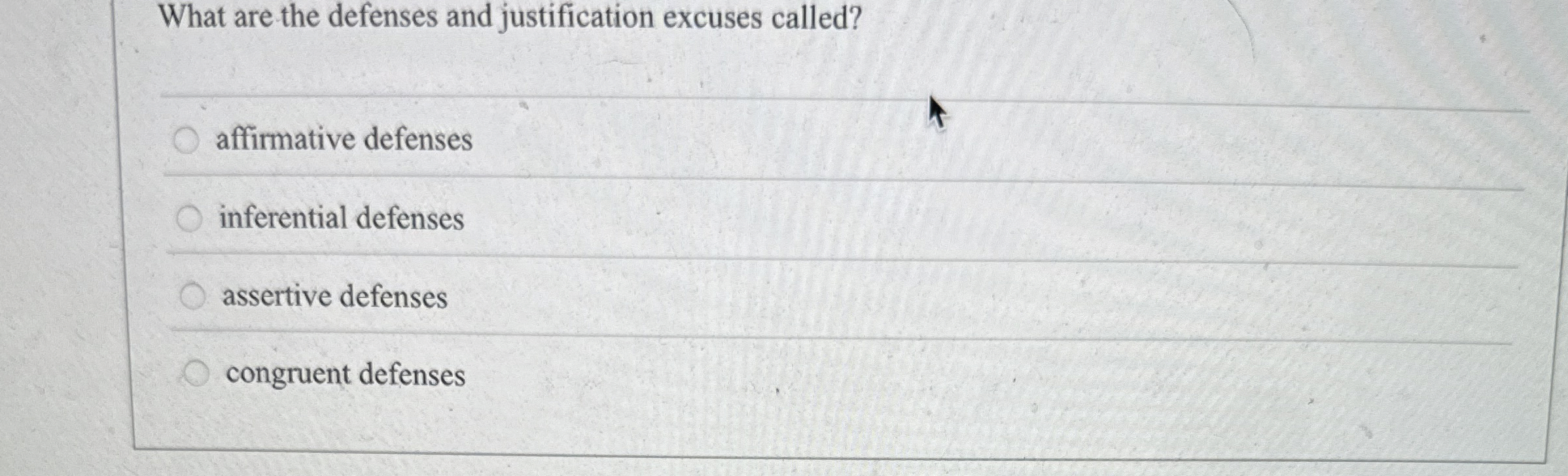 Solved What are the defenses and justification excuses | Chegg.com