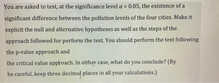 Solved The Environmental Protection Agency (EPA) monitors | Chegg.com