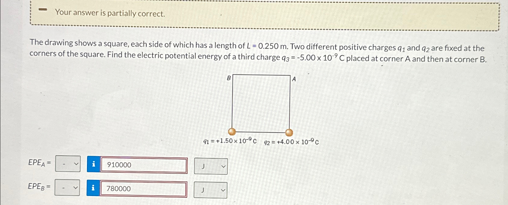 Solved Your answer is partially correct.The drawing shows a | Chegg.com