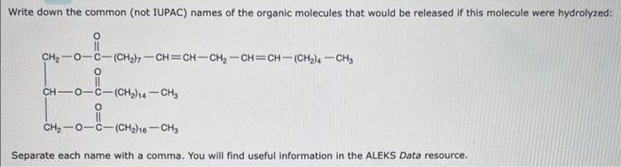 Solved Write down the common (not IUPAC) names of the | Chegg.com