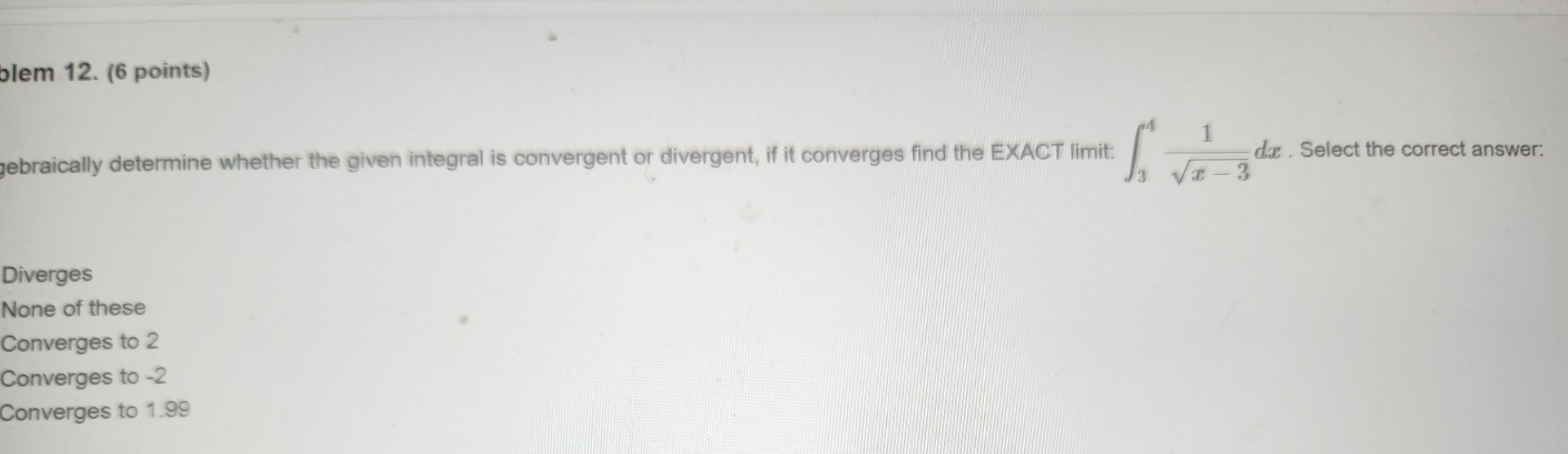 Solved blem 12. (6 ﻿points)gebraically determine whether the | Chegg.com