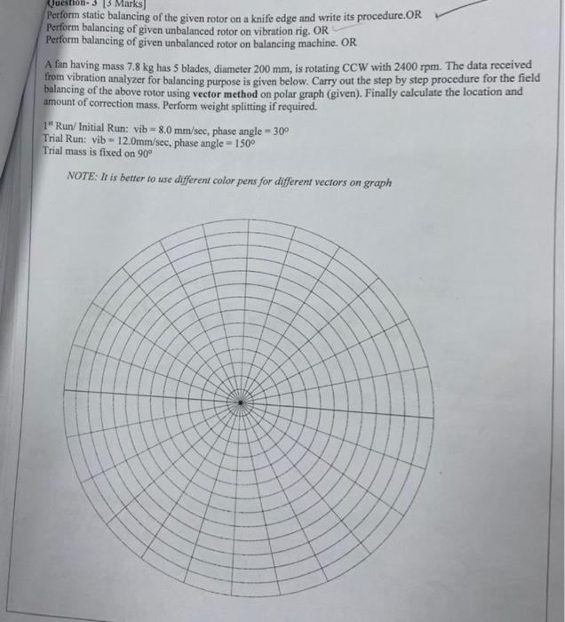 Solved Perform static balancing of the given rotor on a | Chegg.com