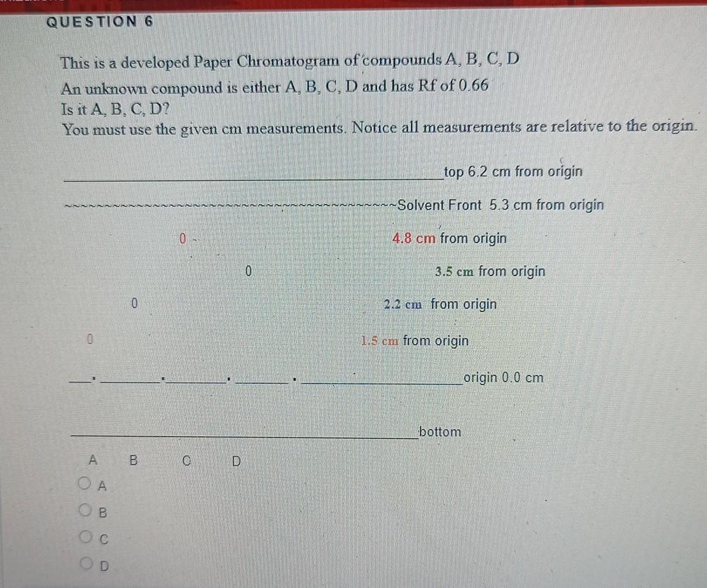 Solved QUESTION 6 This is a developed Paper Chromatogram of | Chegg.com