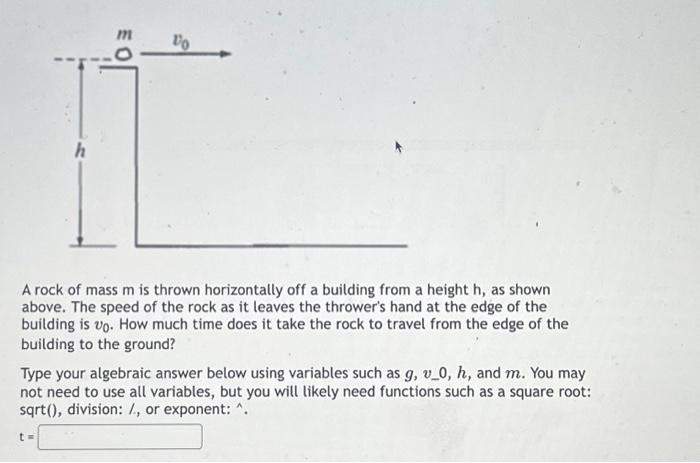 Solved A rock of mass m is thrown horizontally off a | Chegg.com