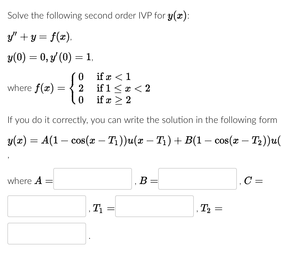 Solved Solve the following second order IVP for y(x) | Chegg.com