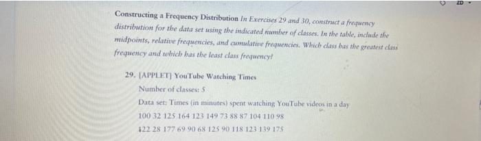 Solved Constructing a Frequency Distribution In Exercises 29 | Chegg.com