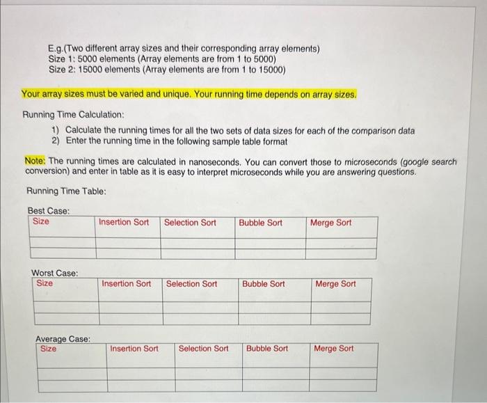 Solved Question 2: Calculate and compare the running times | Chegg.com