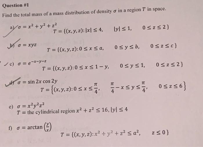 Solved Question \#1 Find the total mass of a mass | Chegg.com