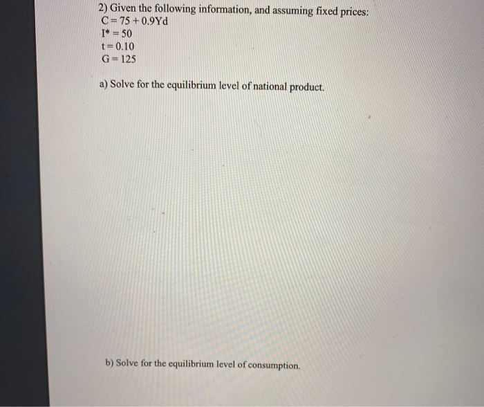 Solved 2) Given the following information, and assuming | Chegg.com