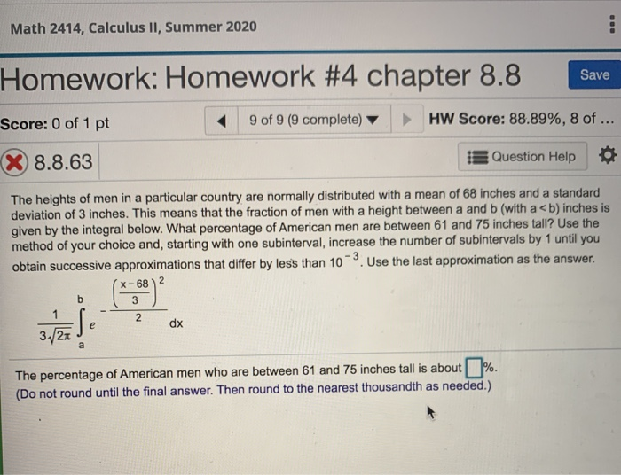 Solved Math 2414, Calculus II, Summer 2020 Homework: | Chegg.com