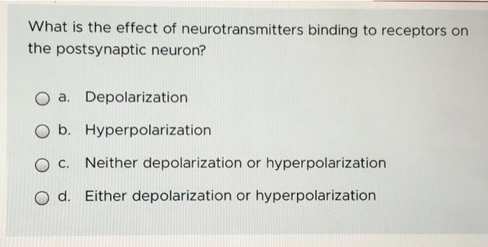 Solved What is the effect of neurotransmitters binding to | Chegg.com