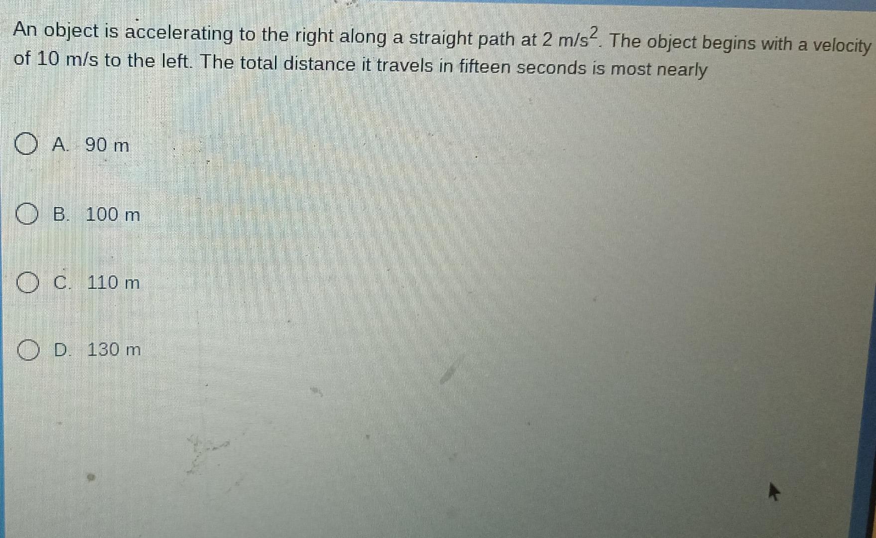 Solved An object is accelerating to the right along a | Chegg.com