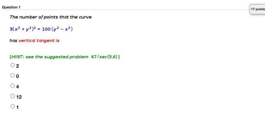 Solved The number of points that the curve | Chegg.com