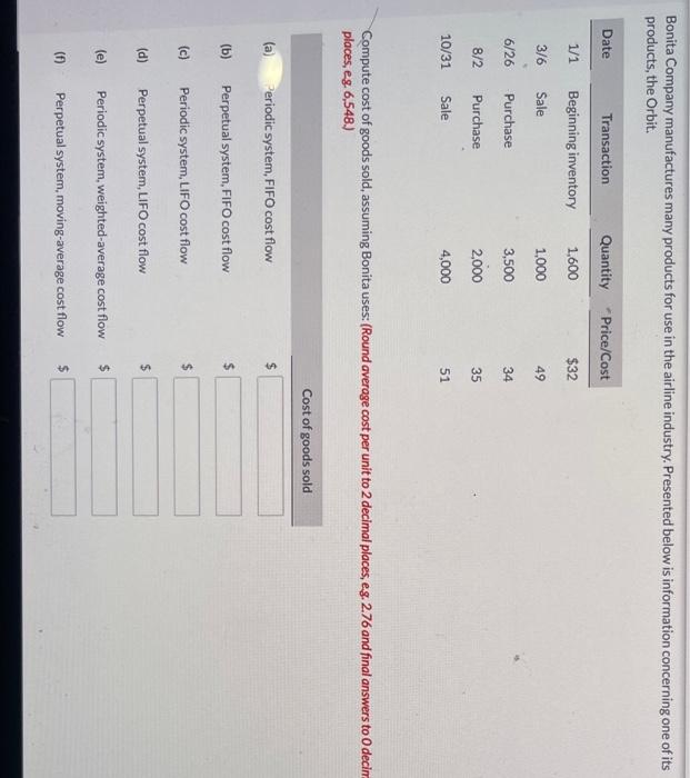 Solved compute COGS. round average cost per unit to 2 | Chegg.com