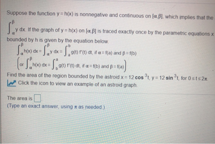 Solved Suppose the function y=h(x) is nonnegative and | Chegg.com