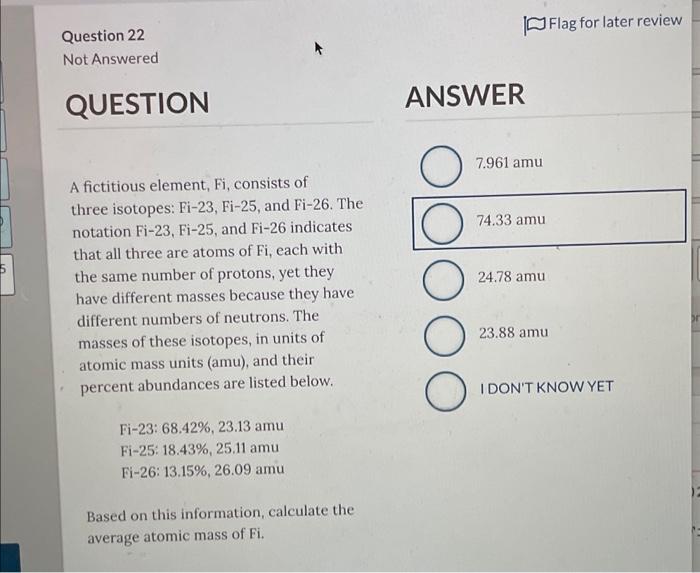 Solved QUESTION ANSWER A fictitious element, Fi, consists of | Chegg.com