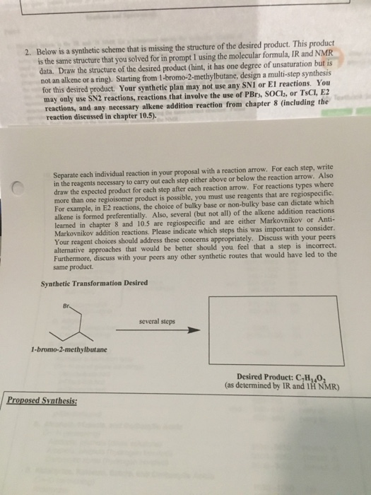 Solved 2. Below is a synthetic scheme that is missing the | Chegg.com