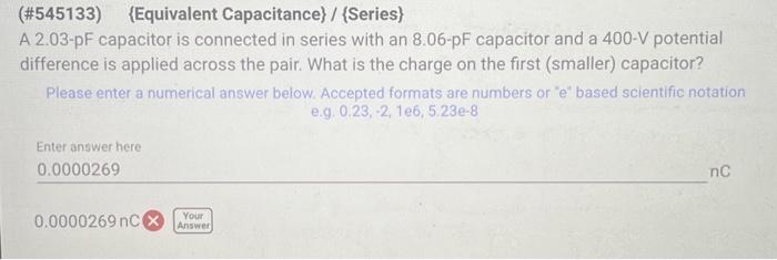 Solved (\#545133) \{Equivalent Capacitance\}/ \{Series\} A | Chegg.com
