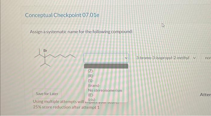Conceptual Checkpoint 07.01e Assign a systematic name | Chegg.com