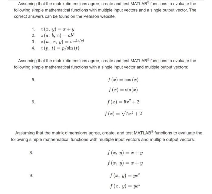 Solved Assuming that the matrix dimensions agree, create and | Chegg.com