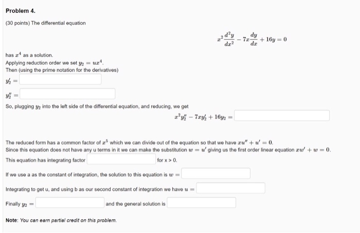 Solved Problem 4. (30 points) The differential equation 7 dy | Chegg.com