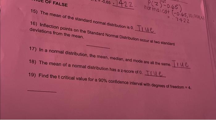 Solved 16) Inflection points on the Standard Normal | Chegg.com