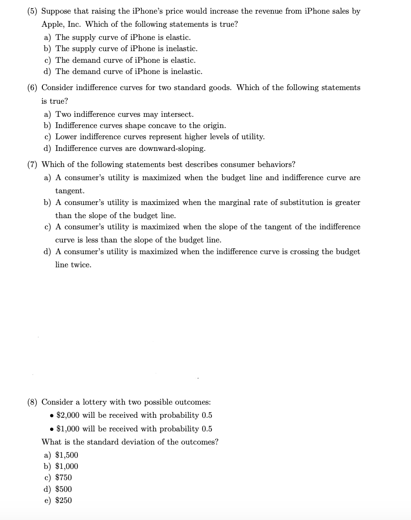 Solved 【5】Multiple Choice Questions(please look at the | Chegg.com