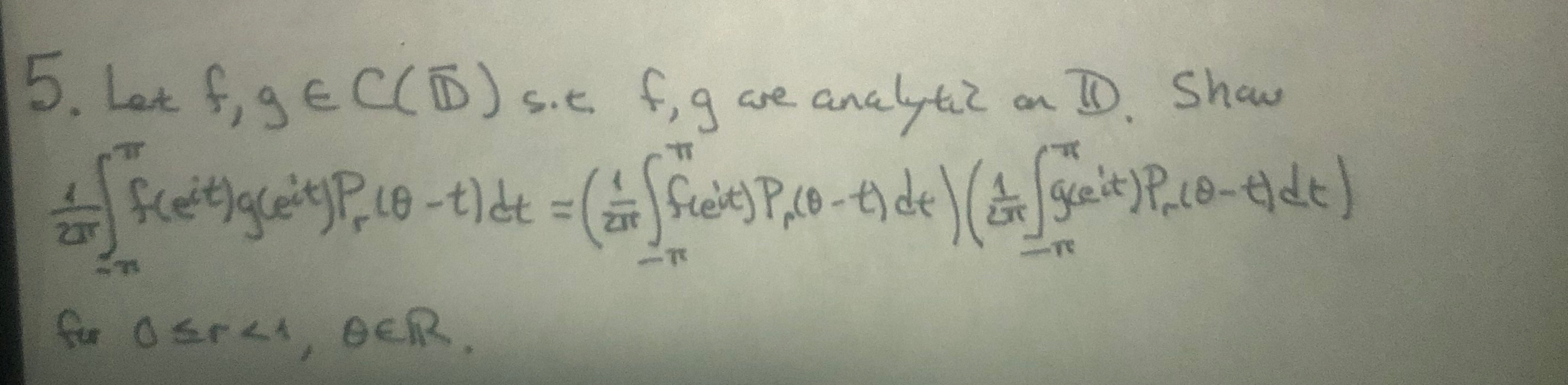 Solved Let f,ginC(?bar (D)) ﻿s.t. f,g ﻿we analytic on DI. | Chegg.com