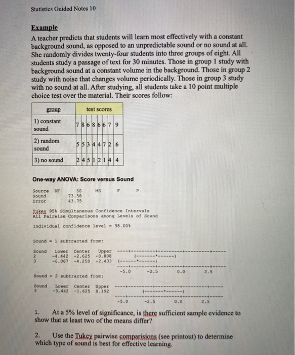 Solved Statistics Guided Notes 10 Example A teacher predicts | Chegg.com