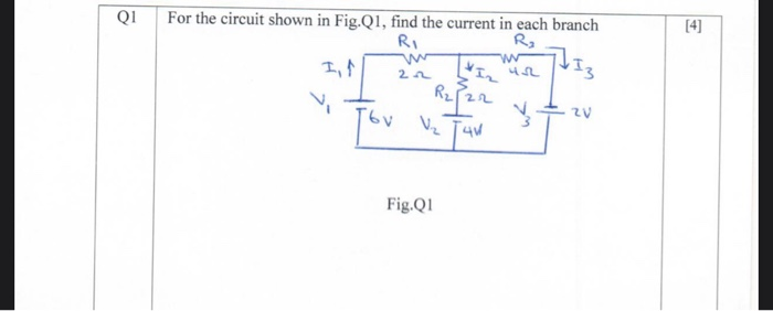 Solved Q1 For the circuit shown in Fig. Q1, find the current | Chegg.com