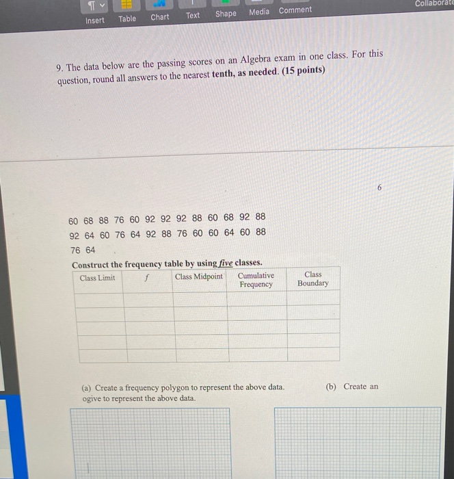Solved Collaborate Text Shape Media Comment Insert Chart | Chegg.com