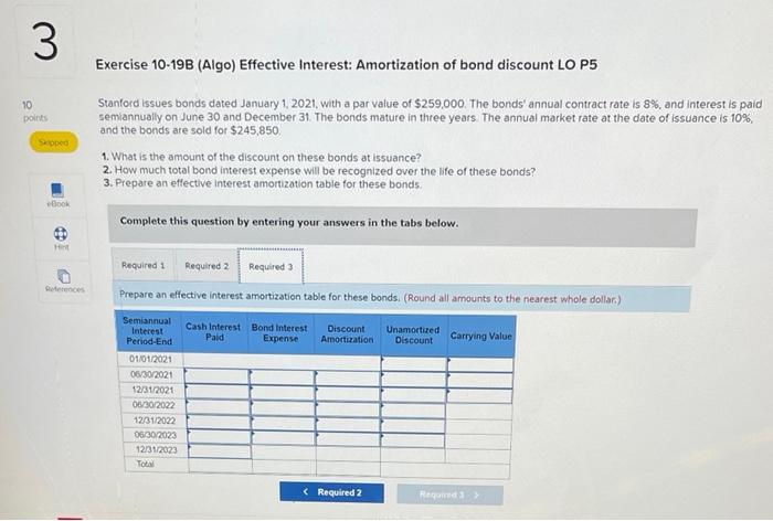 Solved Exercise 10-19B (Algo) Effective Interest: | Chegg.com
