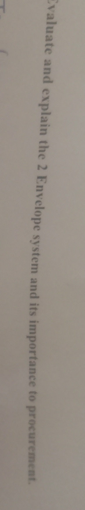 Solved valuate and explain the 2 ﻿Envelope system and its | Chegg.com